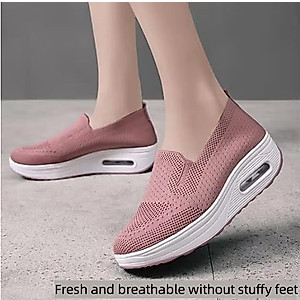 Fitsshoes Women Orthopedic Sneakers,Slip-On Light Air Cushion Mesh Shoes,Casual Breathable Walking Shoes with Arch Support (7.5, Pink)