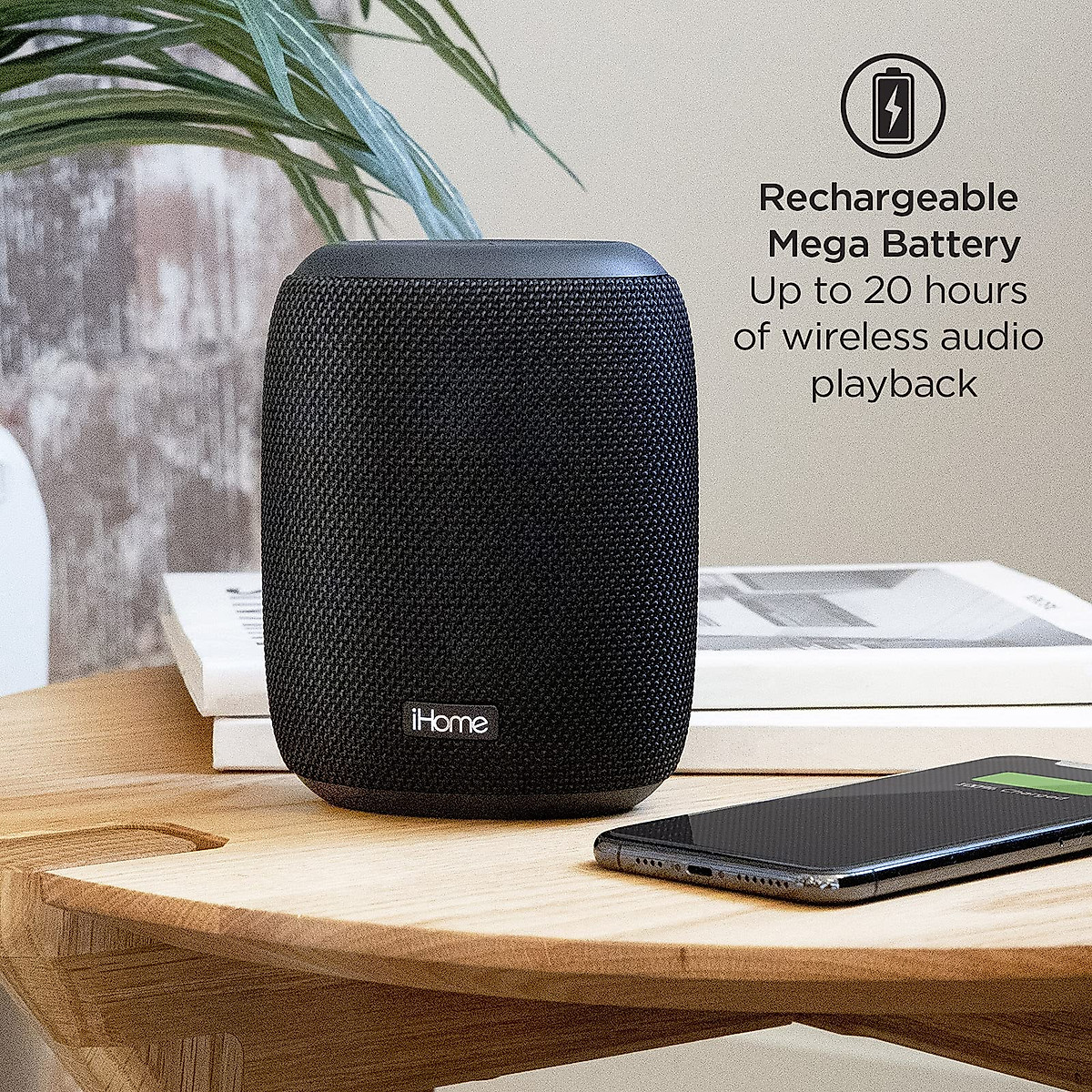 iHome Waterproof Bluetooth Speaker with Long Lasting Rechargeable Battery, Portable Speaker for Indoor and Outdoor Use