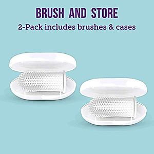360º Bristle Silicone Baby Finger Toothbrush, 100% BPA Free for Toddlers and Infants 3 Months and Up, Full Surround Design for Teeth and Gum Cleaning; 2 Sets of Finger Brushes – Clear