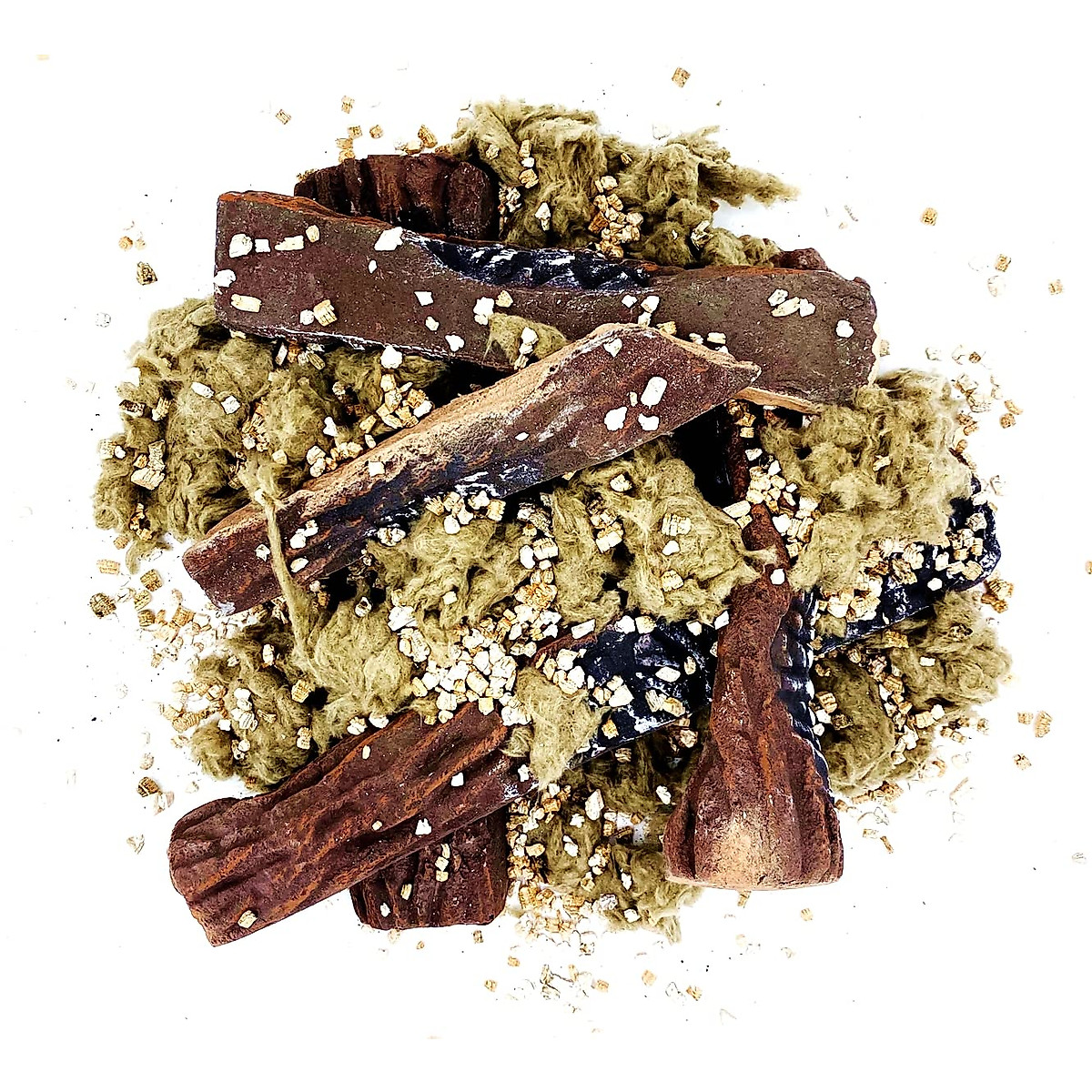 ZBXFCSH 5 Pieces Large Decoration Ceramic Wood Gas Logs and Rock Wool Use in Indoor, Gas Inserts, Vented, Electric, or Outdoor Fireplaces, Fire Pits, Stoves. Realistic Clean Burning Accessories