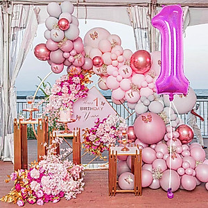 Hot Pink 7 Balloon, 40 Inch Large Laser Hot Pink Foil Helium Number Balloons 0-9 for Girls Women, Giant Self Inflating Mylar Hot Pink Number 7 Balloons for Baby Shower Princess Birthday Anniversary