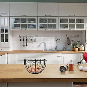 Wire Chicken Egg Holder Hen Egg Holder Wire Egg Holder Round Metal Wire Egg Basket Wire Gathering Basket Country Vintage Style Storage Basket Egg Wire Basket Eggs Egg Basket Storage