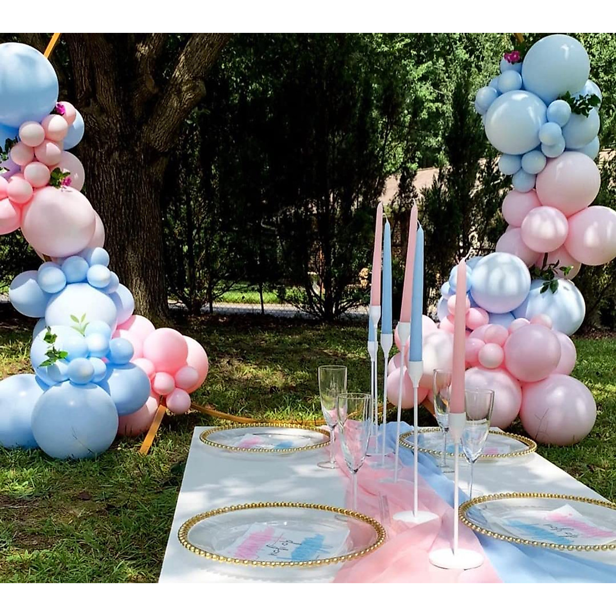 Pink and Blue Balloons Garland Arch Kit - 100Pcs 18+12+5 Inch Pink Blue Confetti Party Balloons for Gender Reveal Boys Girls Birthday Baby Shower Wedding Engagements Anniversary Party Decorations