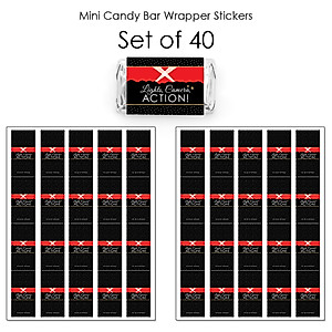 Big Dot of Happiness Red Carpet Hollywood - Mini Candy Bar Wrapper Stickers - Movie Night Party Small Favors - 40 Count