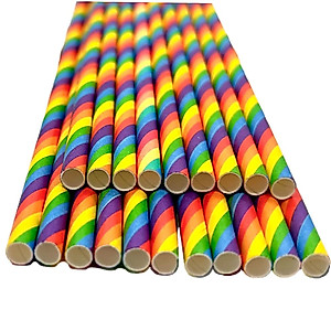 Disposable Straws, Rainbow Colors, Paper Straws, Smoothie Straws, Silly Straws Party Favor for Birthdays Holidays Events or Matching Cups - 20 Piece Set