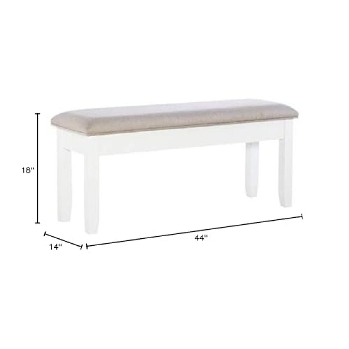Powell Furniture Linon Jane Wood Dining Bench in Smokey White and Gray