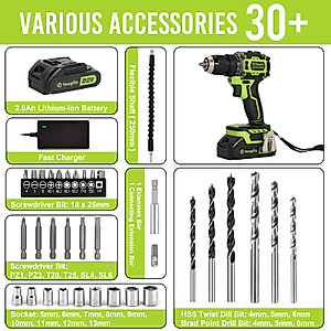 YOUGFIN Brushless Cordless Drill Diver Set Heavy Duty for Home Use, 20v Rechargeable Battery Powered Drills with Charger 45N.M, 23+1 Torque, 2 Speed Mode Electric Wall Drill Machine 2-13mm Chuck