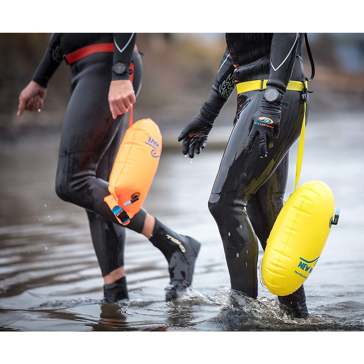 New Wave Swim Buoy (PVC 15 Liter Orange and Phone Pouch Bundle