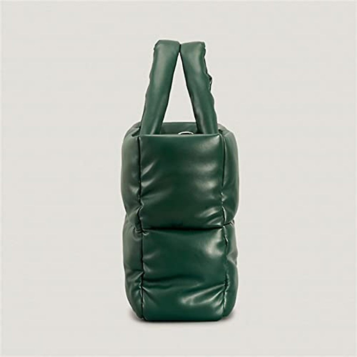 Small Quilted Puffer Shoulder Bag, PU Cotton Padded Designer Handbags, Winter Soft Tote Bag Crossbody Bag (White)