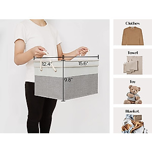 LoforHoney Home Bundle- Storage Baskets with Clear Window,2-Pack & Storage Bins with Lids, Beige & Gray, 2-Pack