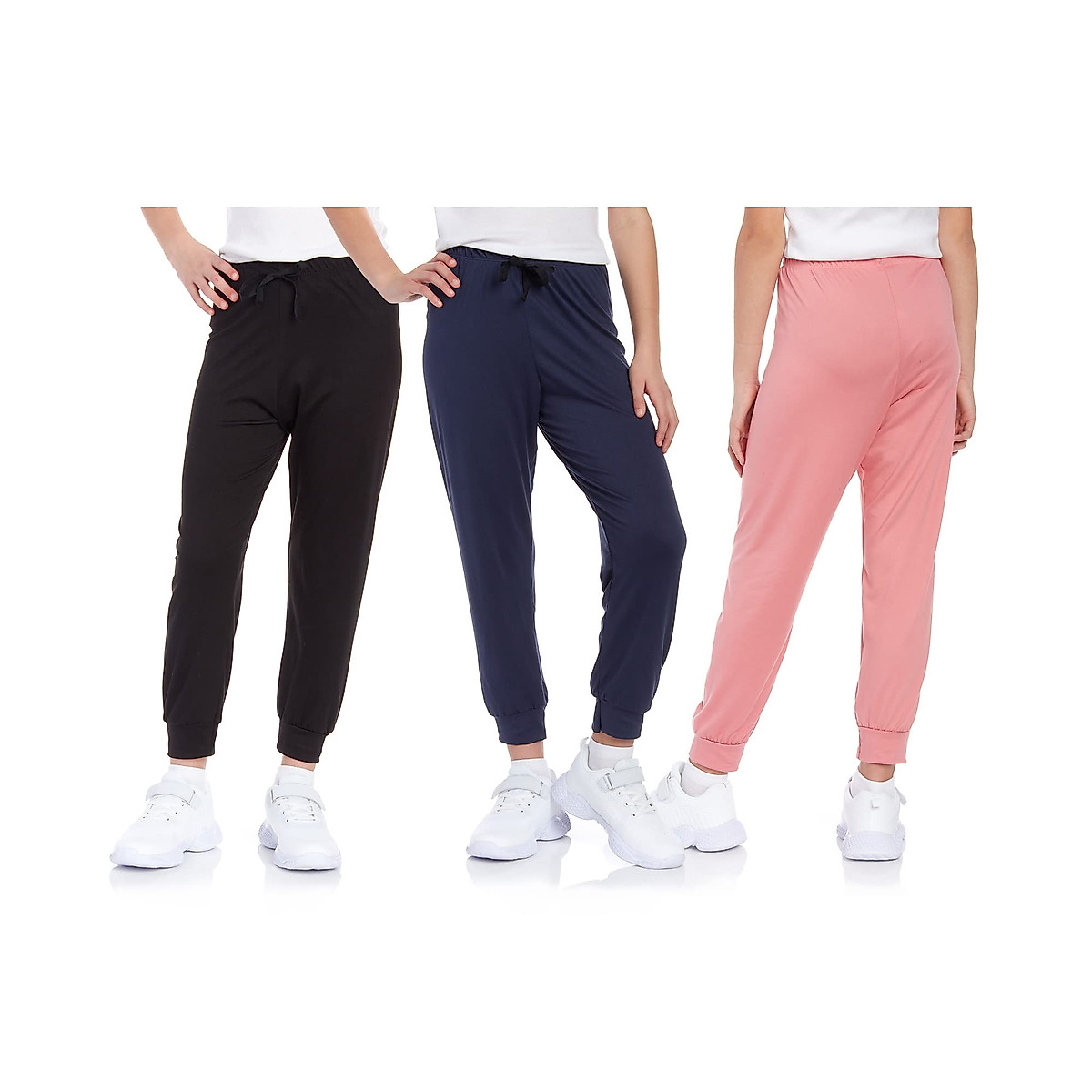 Sweet Hearts Girls' Sweatpants - Super Soft Athletic Performance Joggers: Made in USA (3 Pack), Size 10-12, Black/Mauve/Navy