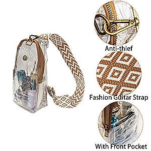 Clear Crossbody Bag Stadium Approved Clear Bag， PVC Crossbody Backpack with Adjustable, for Sports Concert Prom Party Present