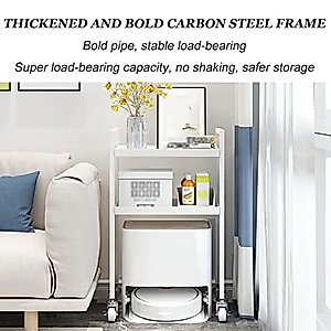 Rolling Storage Cart Vacuum Cleaner Robot Rack, Bathroom Organizer Mobile Shelving Unit Rolling Utility Cart, Metal Storage Shelves for Home/Garage/Basement/Shed/Laundry Room, Space Saver