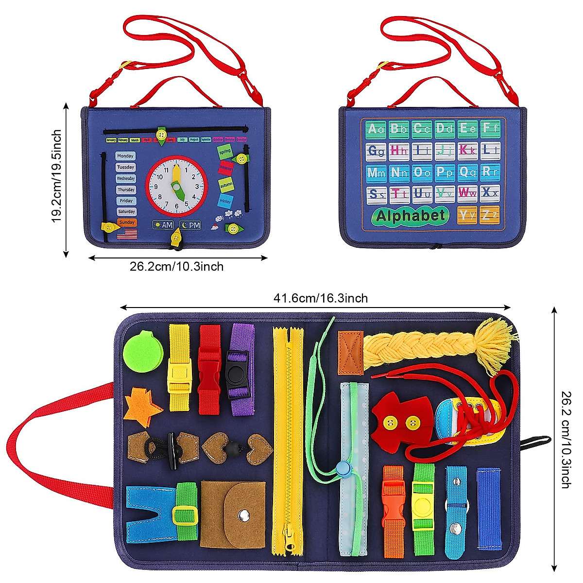 Busy Board Montessori Toys for Toddlers, Sensory Toys Gifts for 3+ Year Old Boys & Girls, Preschool Toddler Activities Educational Travel Toy Learning Basic Dress Skills