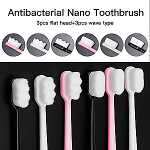 6 PCS Upgraded Extra Soft Floss Toothbrush Ultra Soft-bristled Sensitive Toothbrush Manual Micro Nano Toothbrush Good Cleaning for Adult Teeth Kid Children, No Harm to Gum