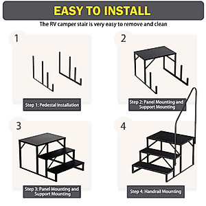 Pool Ladder, 3 Step Outdoor Steps 660 LBS Load Capacity, Portable RV Steps with Handrail and Non-Slip Platform, Mobile Home Steps Camper Accessories as Gifts for Campers and RV Travelers (3 Step)