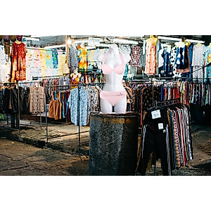 DisplayTown White Female Mannequin Hip Long Hollow Back Body Stackable Dress Form with Hanging Hook for Tshirt Display, Countertop, Craft Shows, Photos and Design, S-M Clothing Size