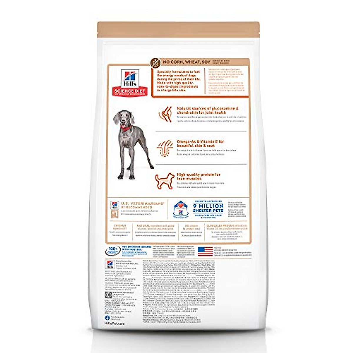 Hill's Science Diet Adult No Corn, Wheat or Soy Large Breed Dry Dog Food, Chicken Recipe, 30 lb Bag