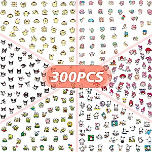 Kawaii Cartoon Stickers 300PCS, Waterproof Stickers Laptop Water Bottles Phone Luggage Stickers for Kids Teens Girls Adults