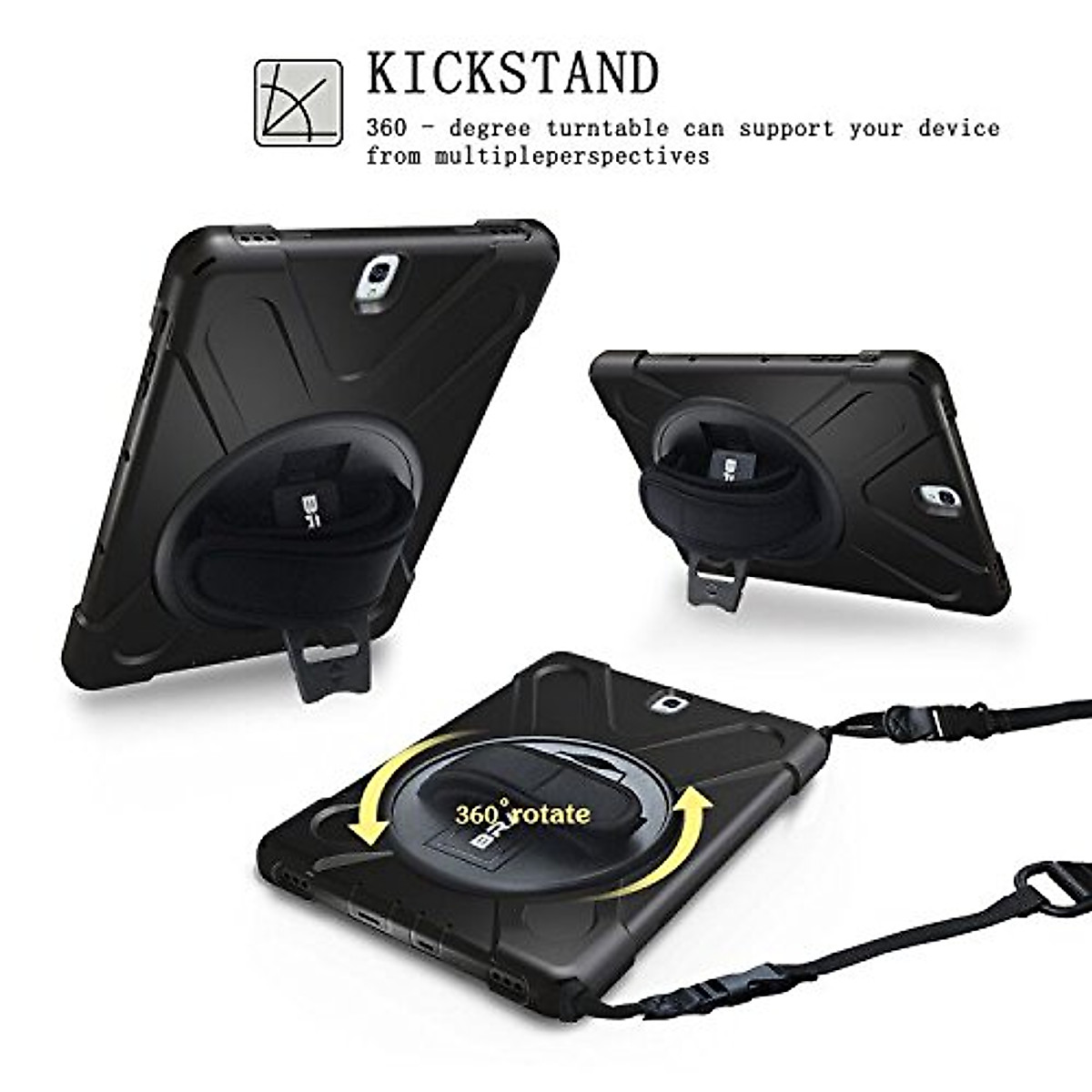 BRAECN for Samsung Galaxy Tab A 9.7 Case, Heavy Duty Shockproof 3-Layer Full Protection Rugged Hybrid Defender Armour for Samsung Tab A 9.7 Inch SM-T550/ P550-Kids Students Workmen Builders Case-Black