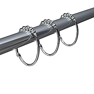 Zenna Home Rustproof Stainless Steel Oval Roller Shower Rings, Set of 12, Chrome