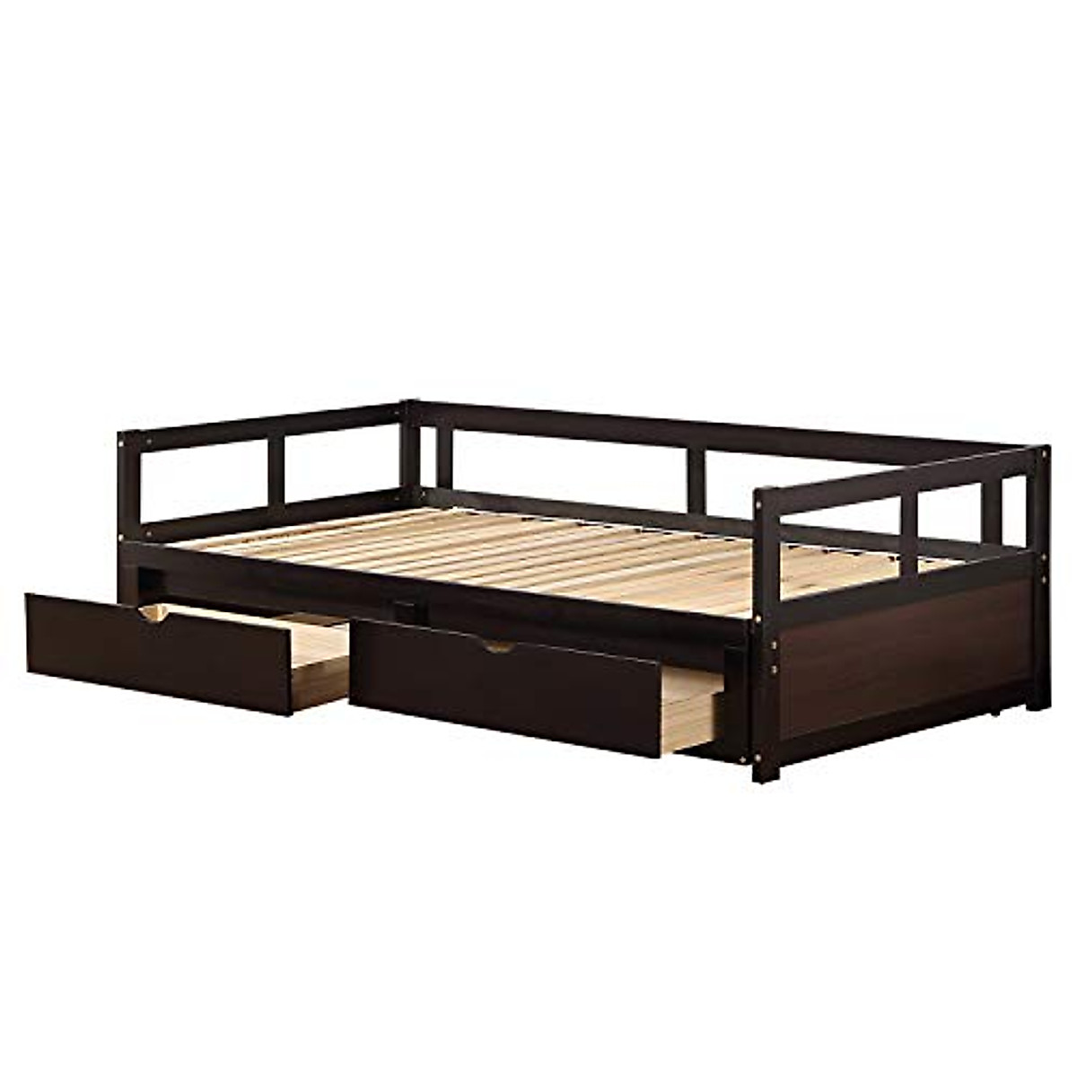 Flieks Daybed with Trundle Bed and 2 Storage Drawers, Sofa Bed, 78.2" L x 79" W Extendable Bed Daybed for Bedroom Living Room
