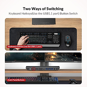 AV Access KVM Switch 2 Monitors 2 Computers, with USB 3.0 Hub – Control 2 PCs in Dual Monitors 4K@60Hz in Extended or Mirror Mode, HDMI Input, Fast Switching via Front Button or Keyboard Hotkey