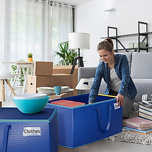 4-Pack Packing Bags for Moving with Handles - Extra Large Storage Bags Heavy Duty, Moving Boxes & Bins Alternative, Blue College Moving Totes for Clothes