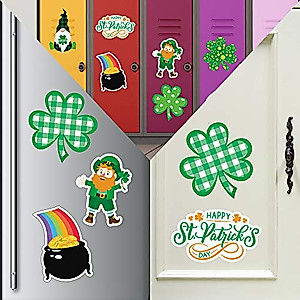 40 Pieces St. Patrick's Day Cut-Outs Irish Paper Cut-Outs with 80 Glue Point Dots Gnome Leprechaun Shamrock Cut-Outs for St. Patrick's Day Party Home Classroom Bulletin Board Decorations, 10 Designs