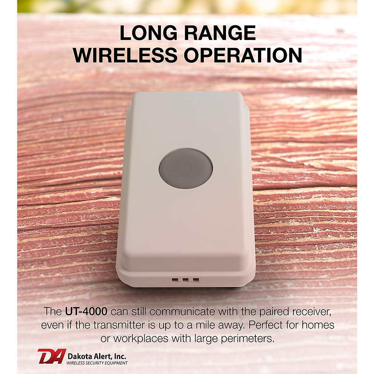 Dakota Alert UT-4000, Universal Transmitter for Wireless Home Security & Doorbell-1 Mile Long Range, Compatible with 4000 Series Receiver, Driveway Alarms Wireless, Mailbox Alert, Weatherproof Sensor
