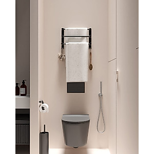 3-Tier Adjustable Ladder Bath Towel Bar 16 to 27.6 Inch,ZUEXT Oil Rubbed Black Stainless Steel Towel Holder, Wall Mounted Stair Towel Rod for Bathroom Kitchen,Strechable Towel Rail Racks w/Hooks