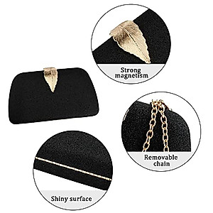 BWKUNOLF Clutch Purses Women Evening Bag with Detachable Chain Small Sparkly Handbags for Party Wedding Evening Dress (Black)