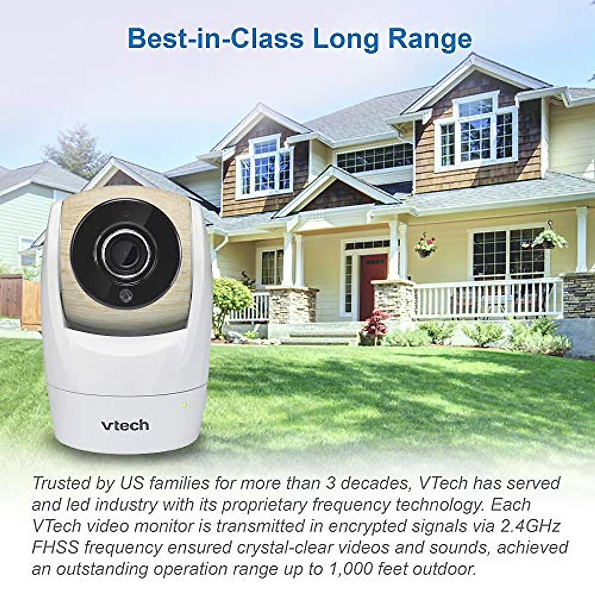 [Upgraded] VTech VM919HD Video Monitor with Battery Support 15-hr Video Streaming, 7" 720p HD Display,360 Panoramic Viewing, 110 Wide-Angle View,HD Night Vision,Up to 1000ft Range,Secured Transmission