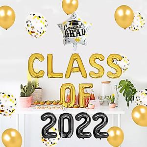 Geloar Class of 2022 Balloons Banner, Class of 2022 Balloons Congratulations Grad Sign Graduate Party Supplies Decoration High School Graduation College Nurse Law School Set of 24 PCS