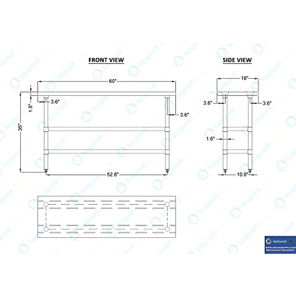 60" Long X 18" Deep Stainless Steel Work Table with 2 Shelves | Metal Food Prep Station | Commercial & Residential NSF Utility Table