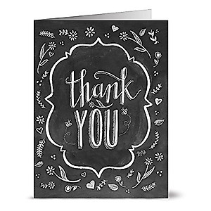 Note Card Cafe Thank You Cards with Kraft Envelopes | 36 Pack | Rustic Chalkboard Thank You | Blank Inside, Glossy Finish | for Greeting Cards, Occasions, Birthdays, Gifts
