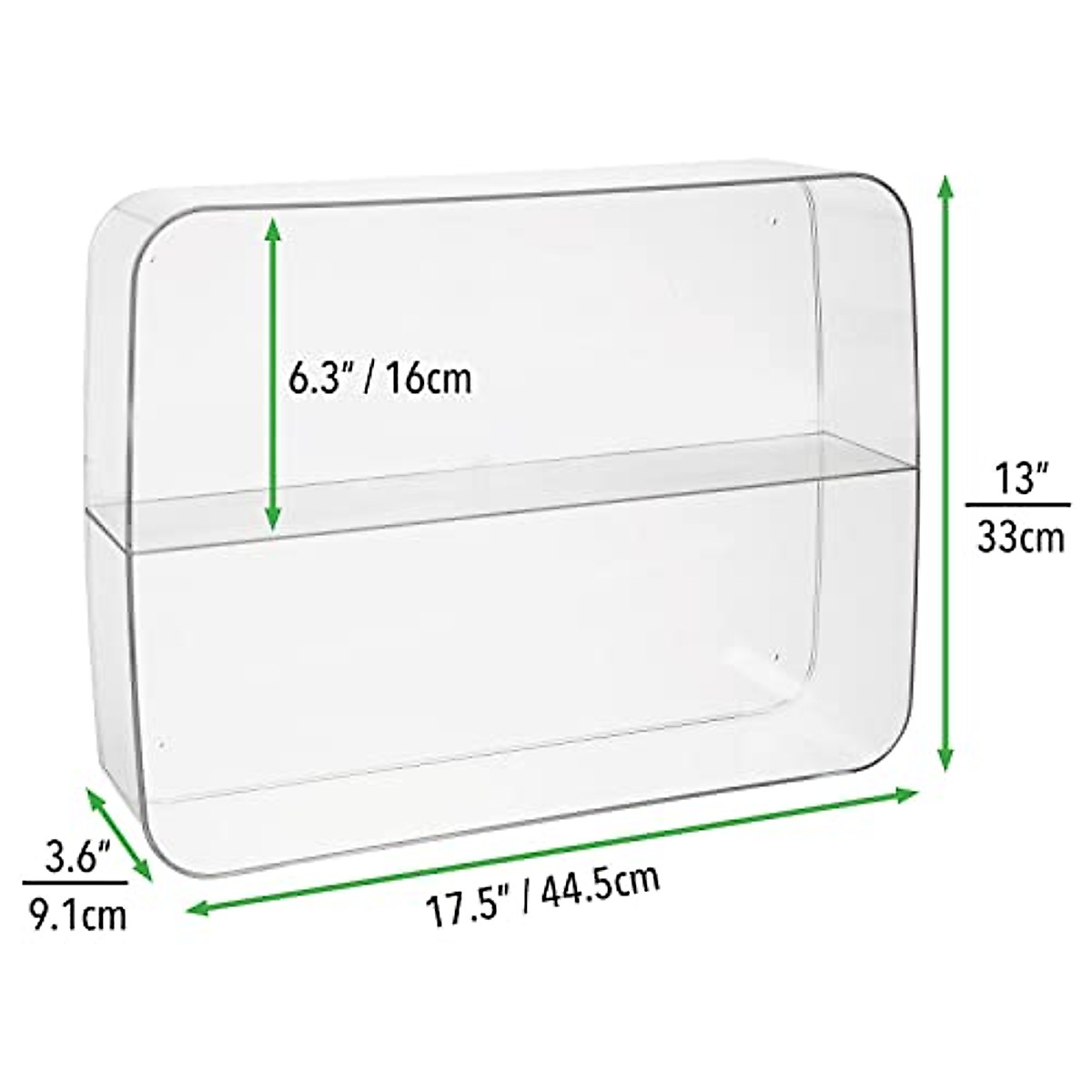 mDesign Plastic Wall Mount Display Organizer Holder, 2 Tier - Protect, Store and Show Off Small Collectibles, Figurines, Mugs, Succulent Plants - Create Additional Storage in Bathroom, Nursery - Clear