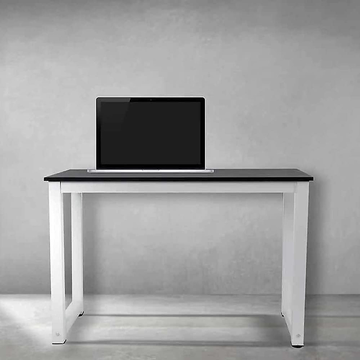 G-PLUS Computer Desk,Sturdy Small Home Office Writing Table,Black & White Modern Style Simple Gaming Study Table