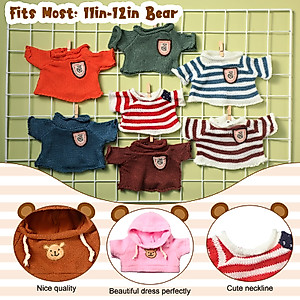 Zhanmai 12 Set Bear Stuffed Animal with Removable Clothes 12 Inch Cute Bears Soft Plush Toy Gift for Kids Boys Girls Baby Shower Birthday Party Favor Decoration Supplies