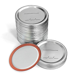 Canning Lids Regular Mouth For Ball/Kerr Jars, Split-Type Metal Mason Jar Lids with Silicone Seals, Silver, 24 Count
