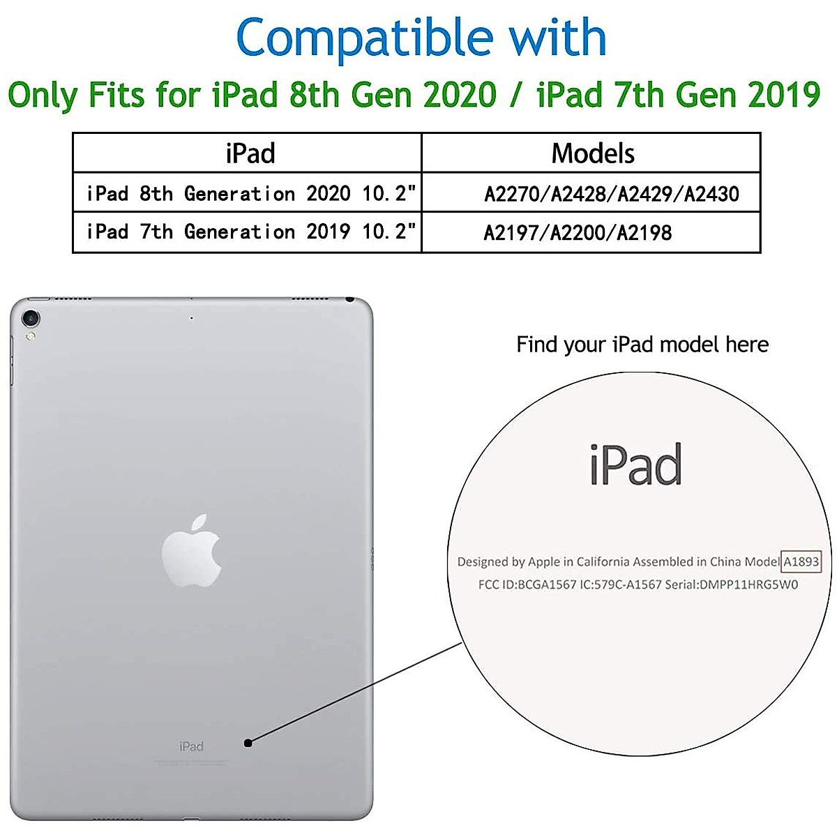 Mastten Case Compatible with iPad 9th/8th/7th Generation Case, iPad 10.2 Inch Case with Pencil Holder, TPU Smart Stand Back Case Cover for iPad Case 2021/2020/2019, Auto Wake/Sleep, Gray
