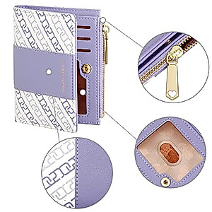 OIDERY Small Card Holder Wallet for Women, Bifold Compact Wallet with ID Window-Womens Wallet with Zipper Purse