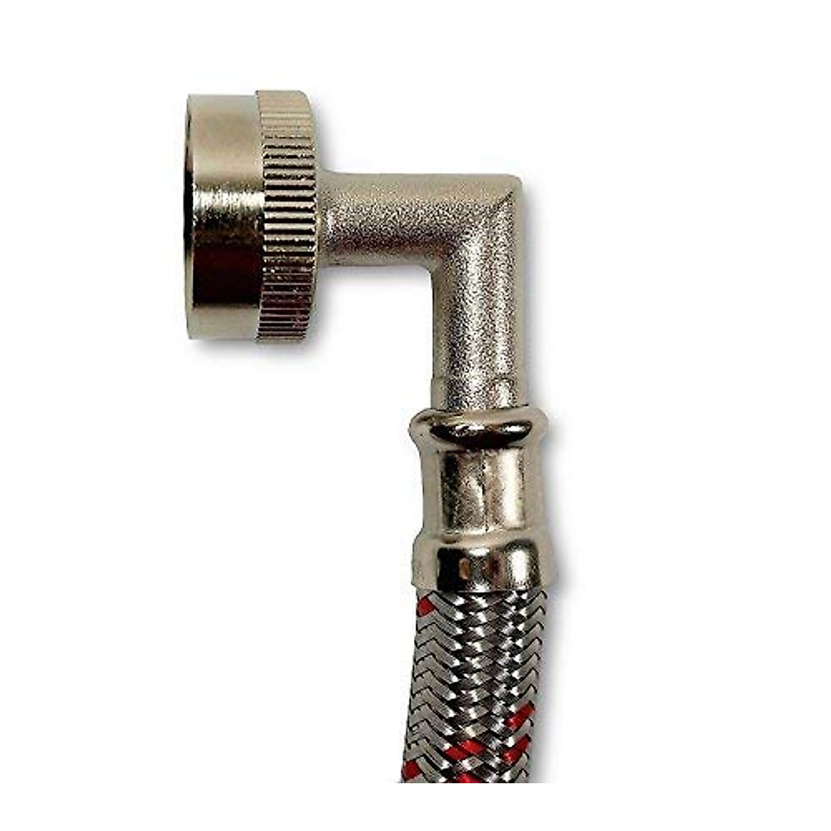 Premium Stainless Steel Washing Machine Hoses with 90 Degree Elbow, 6 Ft Burst Proof (2 Pack) Red and Blue Striped Water Connection Inlet Supply Lines