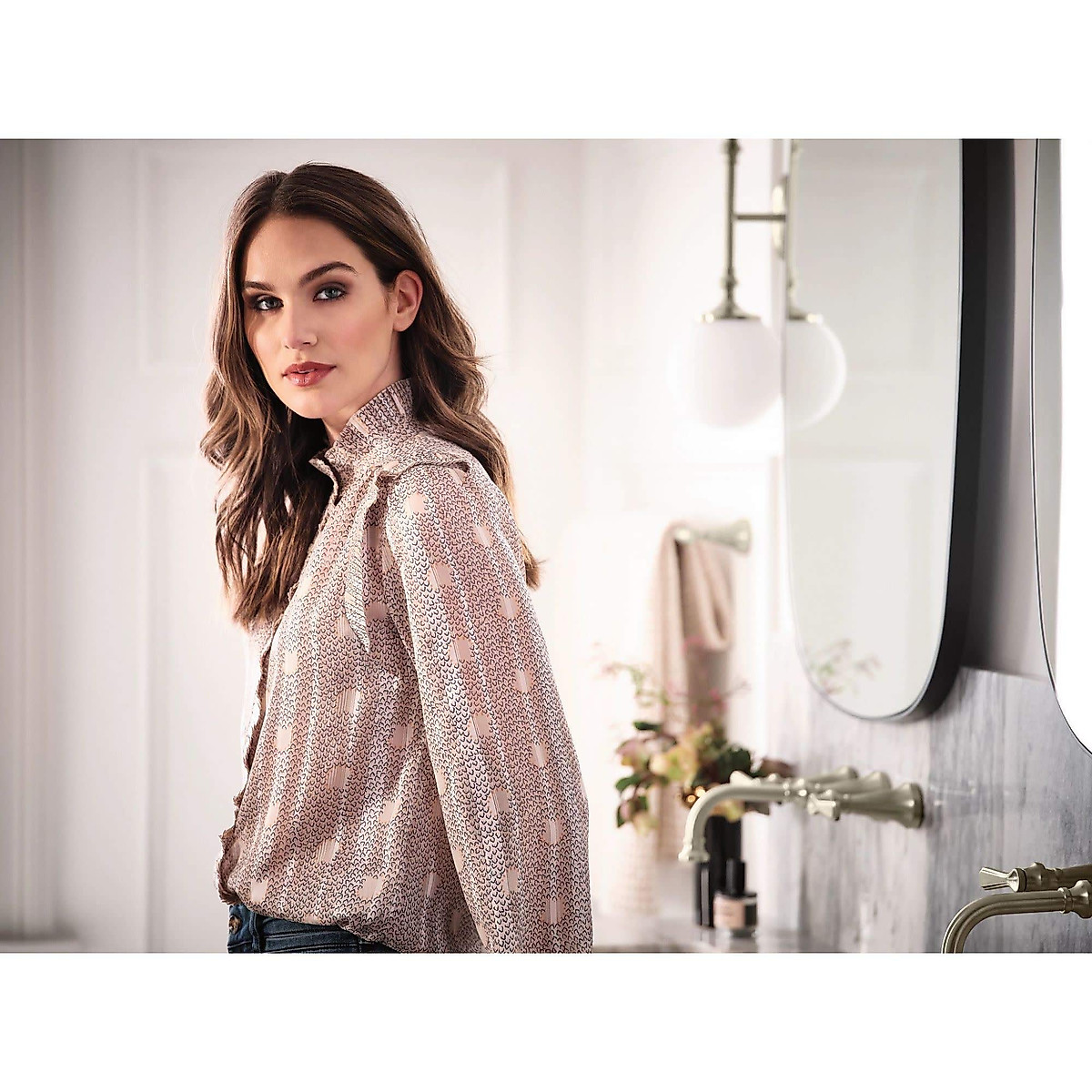 Moen TS44104BL Colinet Traditional Lever Handle Wall Mount Bathroom Faucet Trim, Valve Required, Matte Black