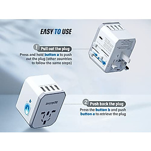Universal Travel Power Adapter - EPICKA All in One Worldwide International Wall Charger AC Plug Adaptor with Smart Power USB for USA EU UK AUS Cell Phone Laptop (White)