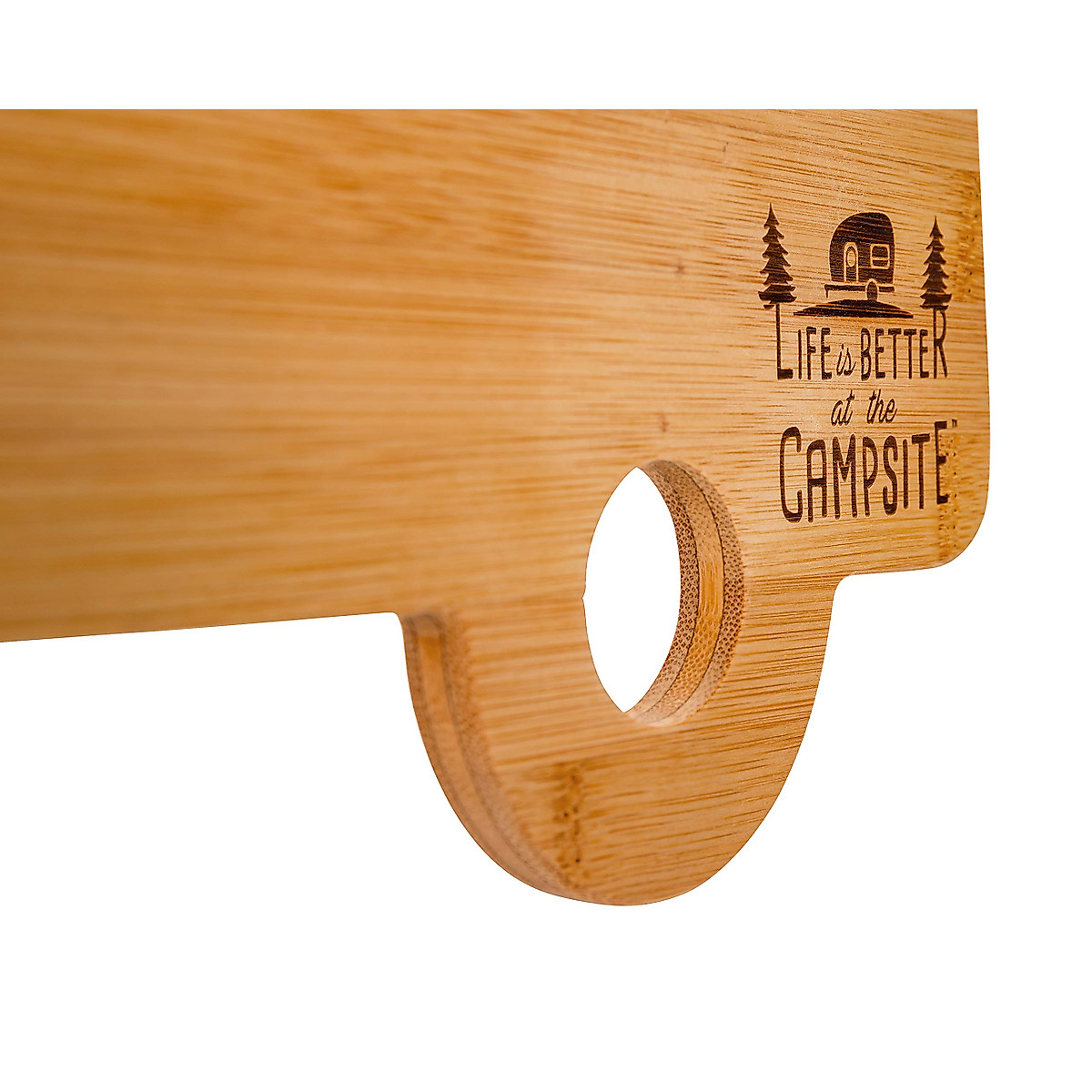 Camco Life is Better at The Campsite Retro RV Shaped Bamboo Wood Cutting Board for Food Prep-Doesn't Dull Knives, Resists Moisture (53089)
