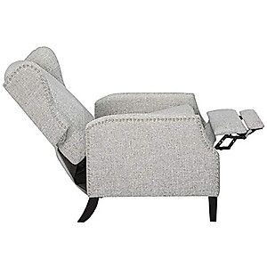 GDFStudio Weyland Wingback Traditional Fabric Recliner (Light Grey)