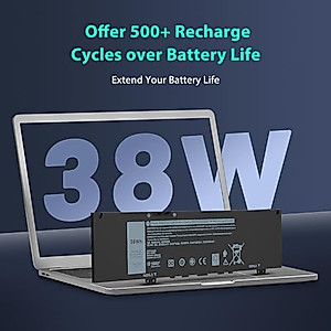 38Wh F62G0 39DY5 Replacement Laptop Battery For Dell Inspiron 13 7000 5000 Series 7370 7373 7380 5370 7386 2-in-1 P83G001 P83G P91G Vostro 5370 Rechargeable Battery 11.4V Fits 0RPJC3 39DY5 F62GO RPJC3