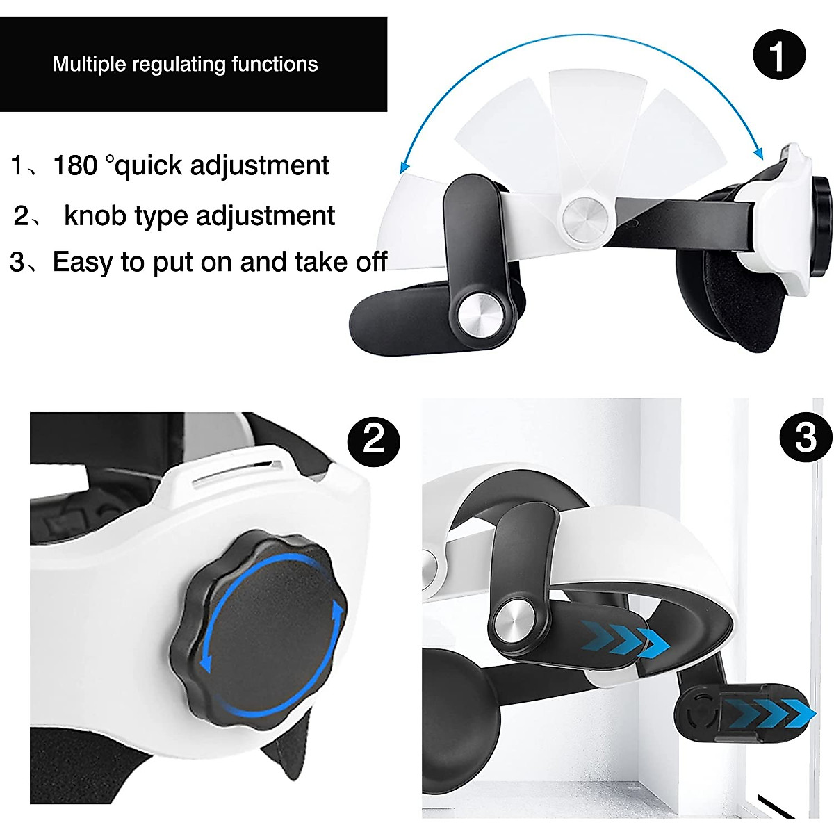 Oculus Quest 2 Head Strap, Replacement for Quest 2, Adjustable Head Strap Headband Enhanced Support and Comfort in VR, Suitable for Children and Adult(Headset Not Included)