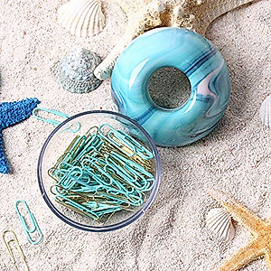 MultiBey Ocean Blue Paper Clip Holder Dispensers Gold Mint Green Paper Clips S Home Office Organizers Gifts, 100 Clips per Box